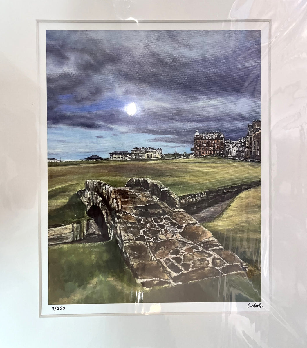 Catriona MacEachen, 'Rain Clouds Lift, The Swilcan Bridge' – Sproson Gallery & Framer St Andrews